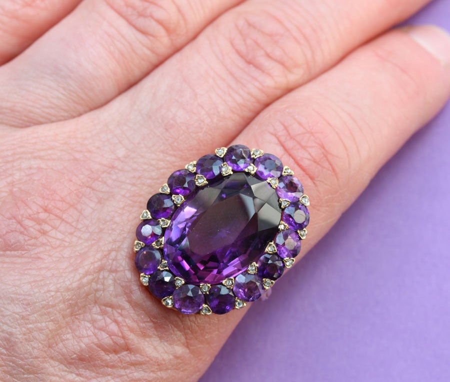 Large Amethyst Cocktail Ring at 1stDibs
