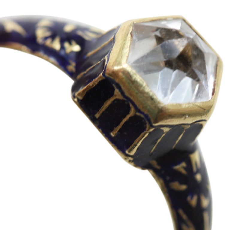 Neo Renaissance Rock Crystal Enamel Gold Ring at 1stDibs