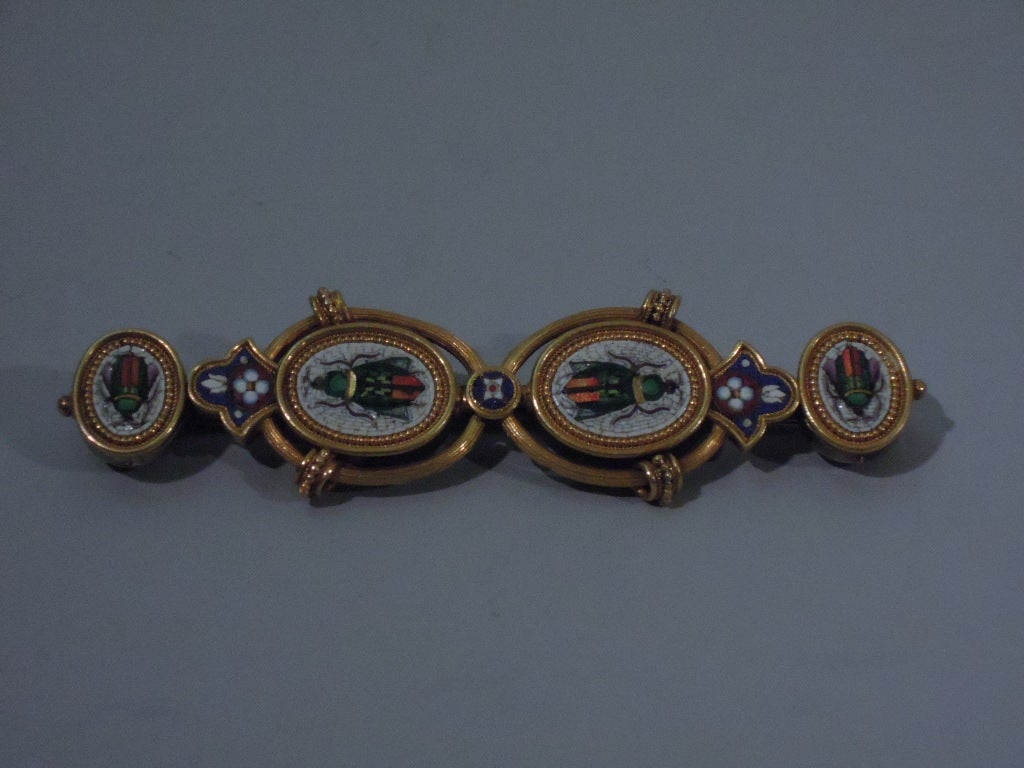 Micro-Mosaic and Gold Bar Brooch - Grand Tour Memento - C 1875 at 1stDibs
