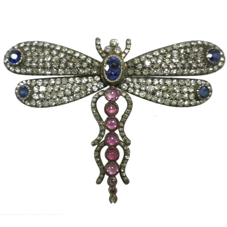 Antique French Diamond Dragonfly Brooch, Circa 1890 at 1stDibs