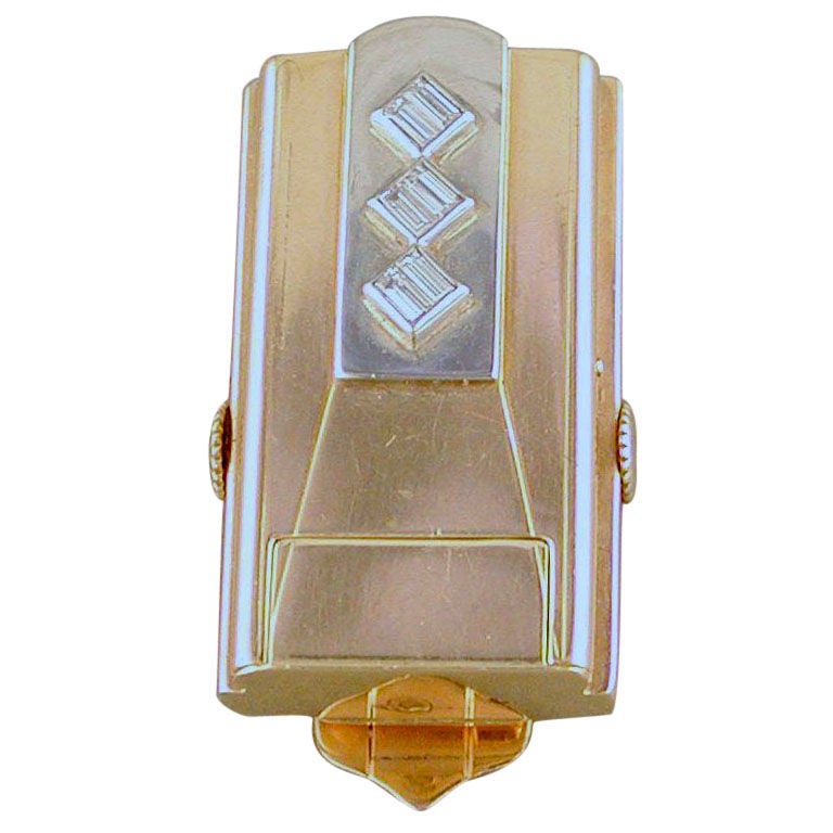 Unusual slide-top lapel watch 1940's by Van Cleef and Arpels at 1stDibs