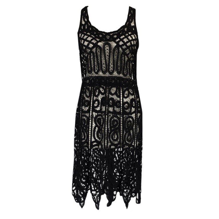 1920s Tape Lace and Beaded Flapper Dress at 1stDibs