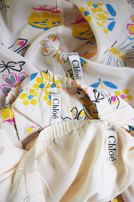 1970s Rare 4 Piece Print Chloe Set at 1stDibs