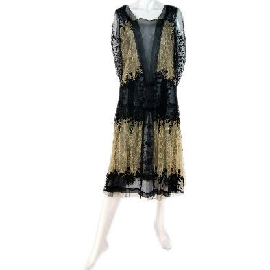 1920s Tambour Lace Flapper Dress at 1stDibs