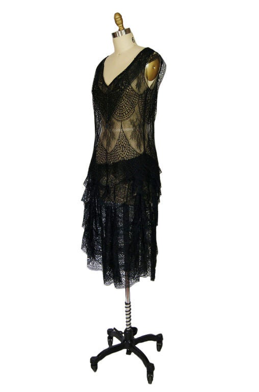 1920s Gossamer Chantilly Lace Flapper Dress at 1stDibs