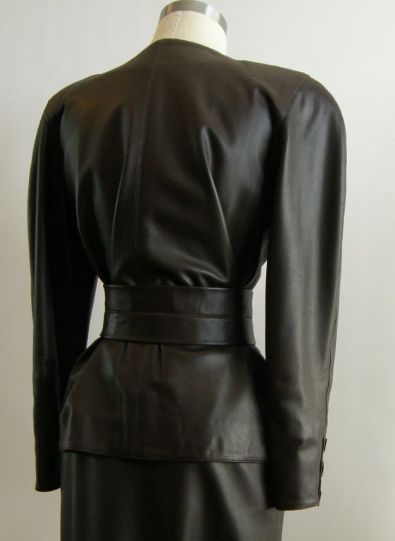 Classic 1980's Jean Muir Leather Suit For Sale at 1stDibs