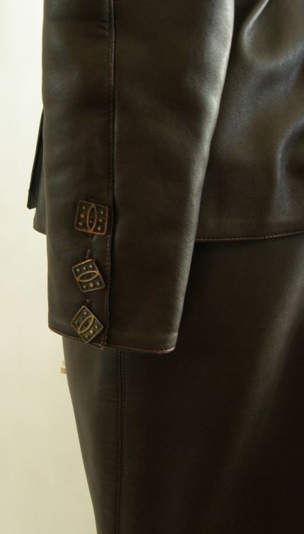 Classic 1980's Jean Muir Leather Suit For Sale at 1stDibs