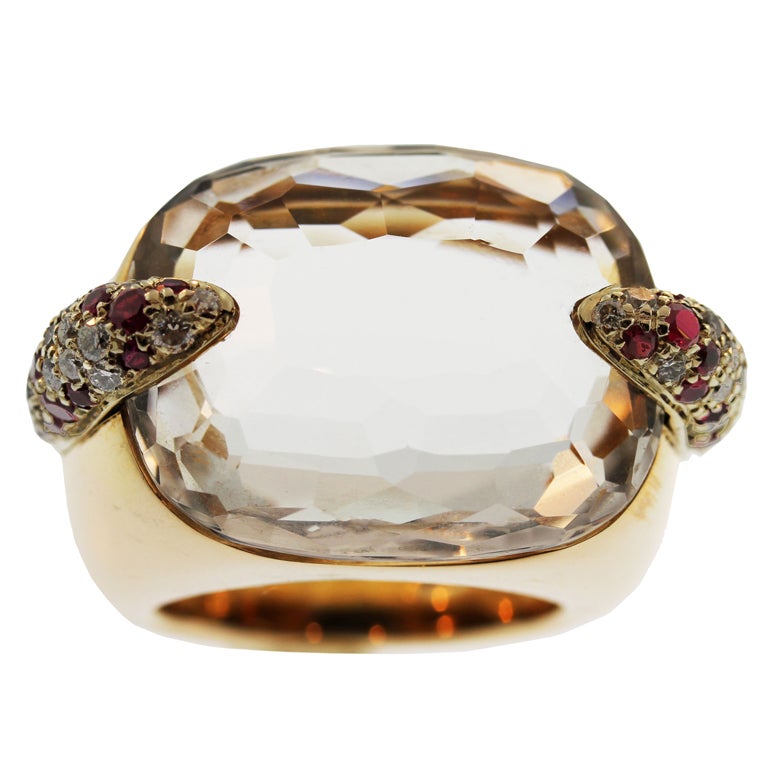POMELLATO Gold, Rock Crystal, Ruby and Diamond Ring at 1stDibs