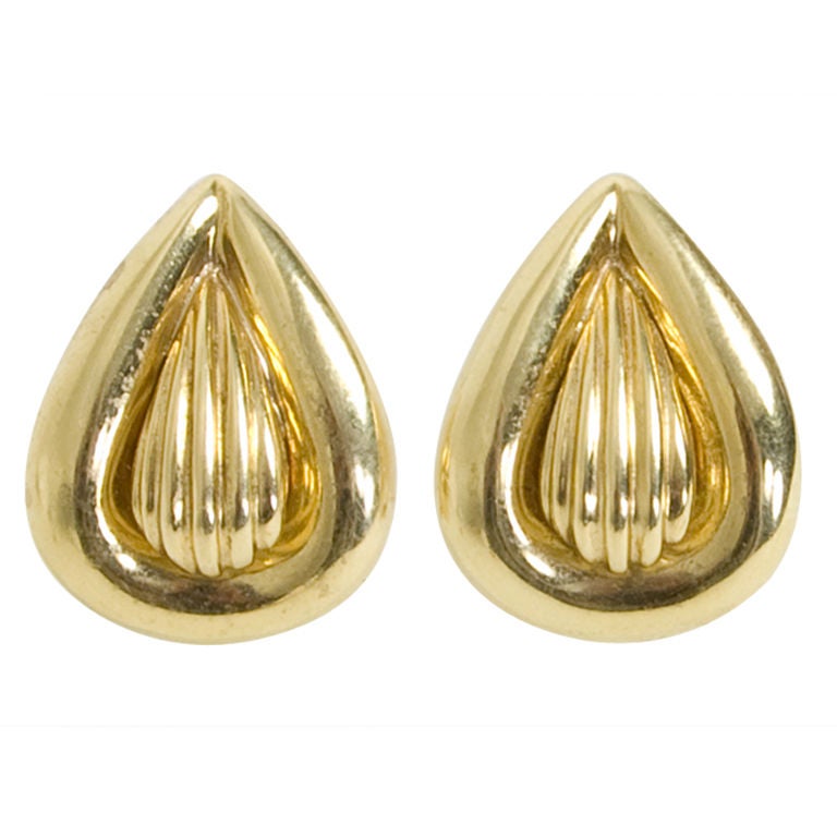 Natural Pear Shaped Jadeite Jade Natural Pearl Gold Clip Post Earrings ...