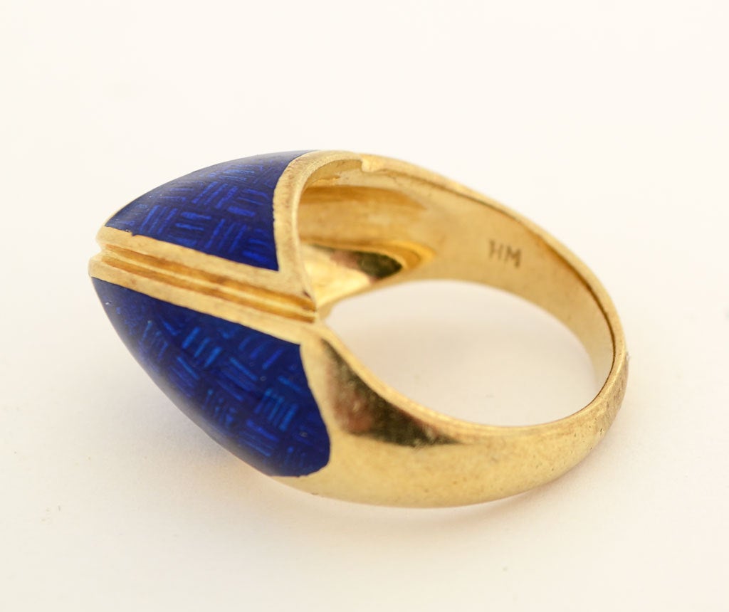Enamel and Gold Dome Ring For Sale at 1stDibs
