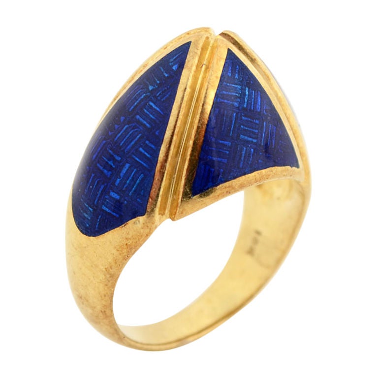 Enamel and Gold Dome Ring For Sale at 1stDibs