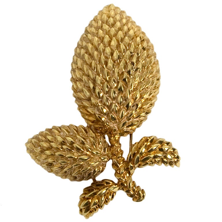 Tiffany Gold Thistle Brooch at 1stDibs