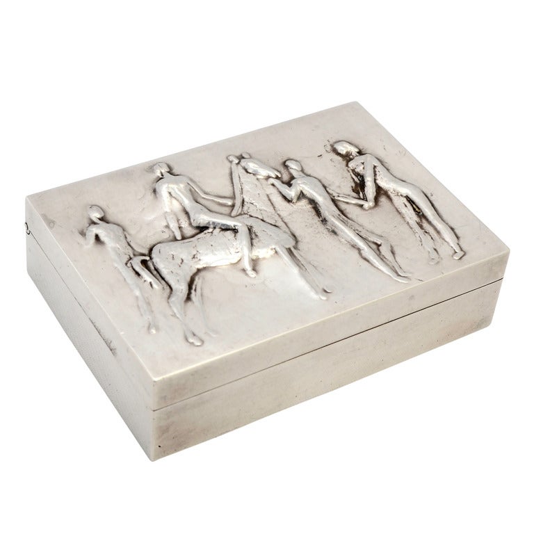 Silver Repousse Box with Horse at 1stDibs