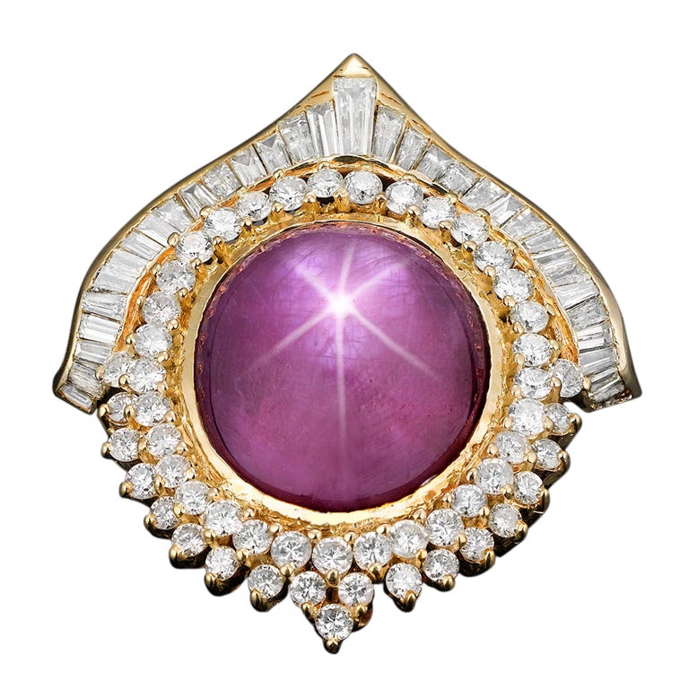 Star Ruby and Diamond Pendant at 1stDibs