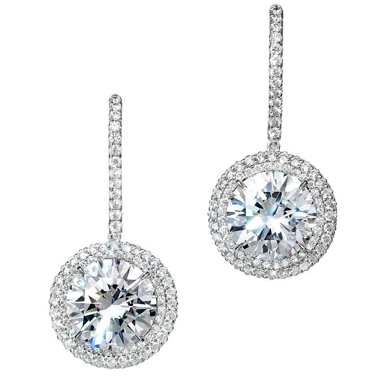 Pair Of 5 Carat Brilliant Diamond Earrings At 1stdibs