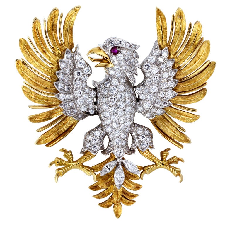 Fantastic MCTEIGUE Diamond Eagle Pin at 1stDibs