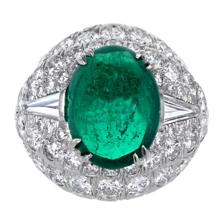 David Webb Emerald and Diamond Ring at 1stDibs