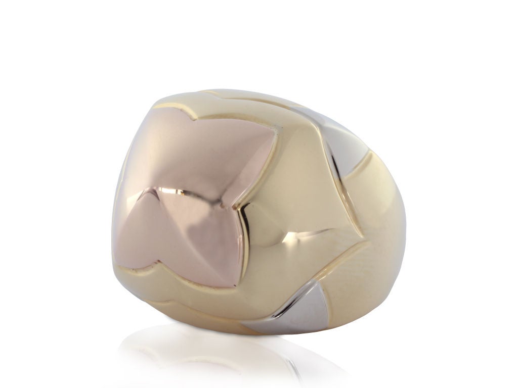 Classic Tri-Color Gold BULGARI Pyramid Ring at 1stDibs | bulgari tri ...