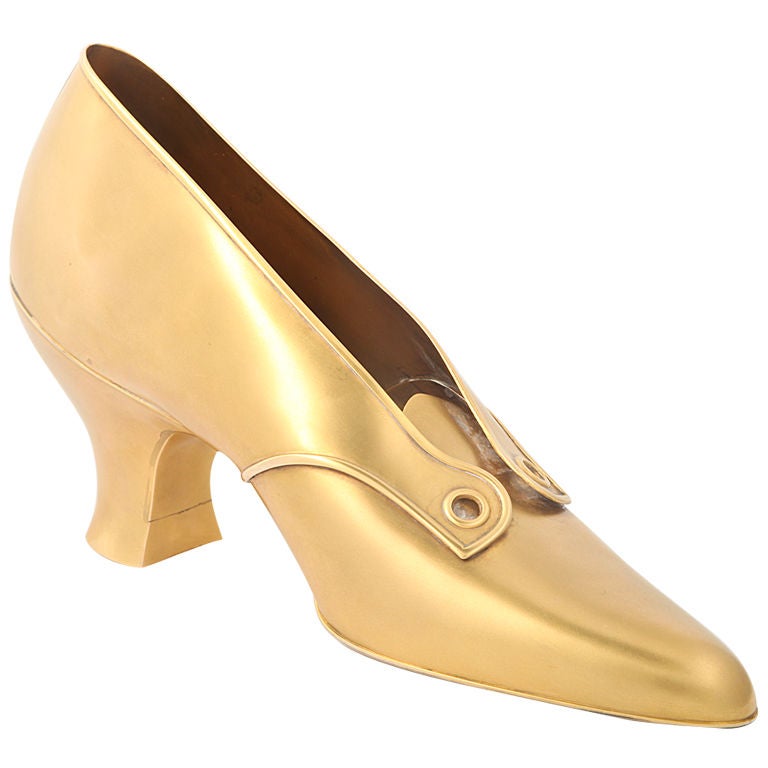 REED and BARTON Highly Detailed Solid Gold Ladies Shoe at 1stDibs