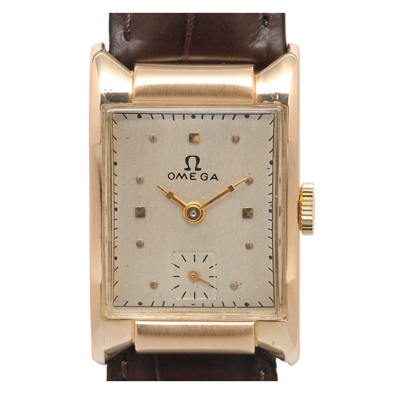 OMEGA Yellow Gold Rectangular Wristwatch circa 1940s at 1stDibs