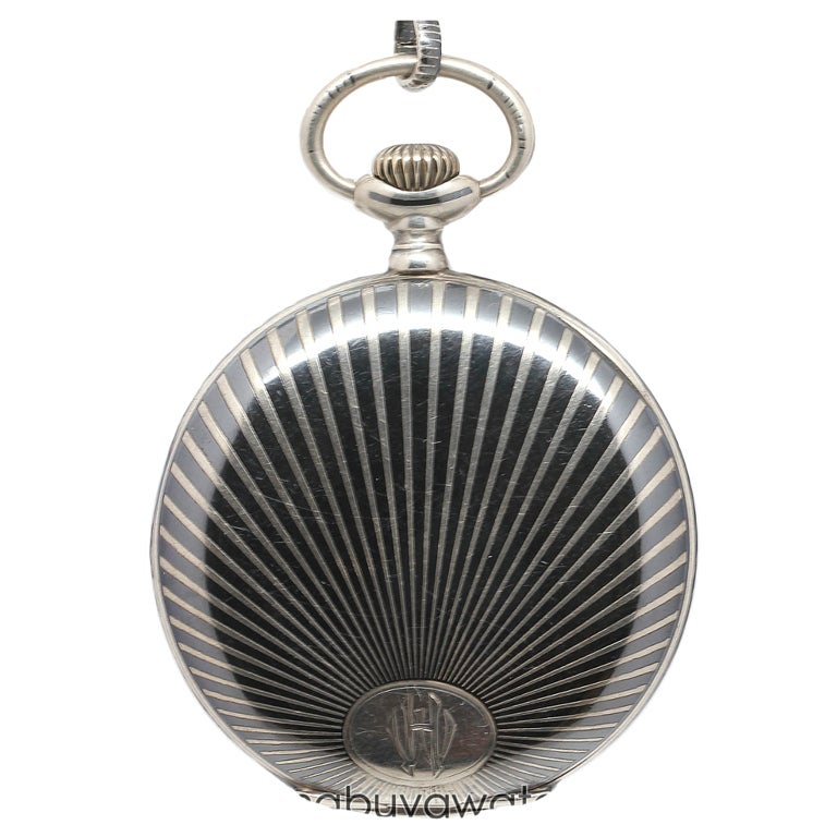 Silver and Niello Pocket Watch with Chain circa 1920s For Sale at 1stDibs