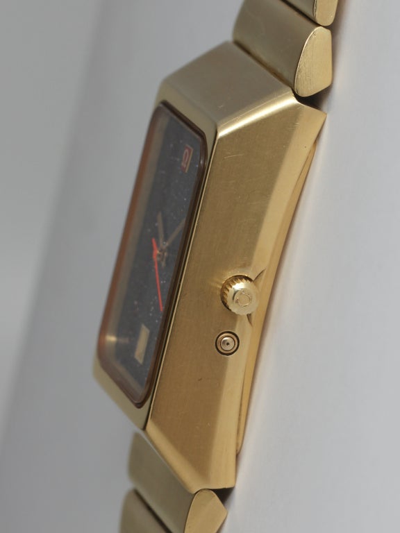 Omega Yellow Gold Mega-Quartz Blue Stardust Dial circa 1970s at 1stDibs ...