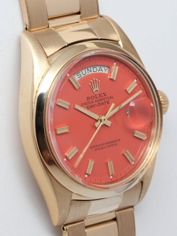 Rolex Gold Day Date Watch with Custom Persimmon Dial at 1stDibs
