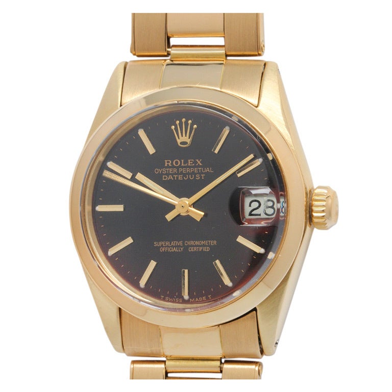 Rolex Yellow Gold Datejust Wristwatch with Custom Dial at 1stDibs