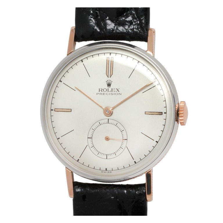 Rolex Stainless Steel and Rose Gold Coin Edge Wristwatch circa 1940s at ...