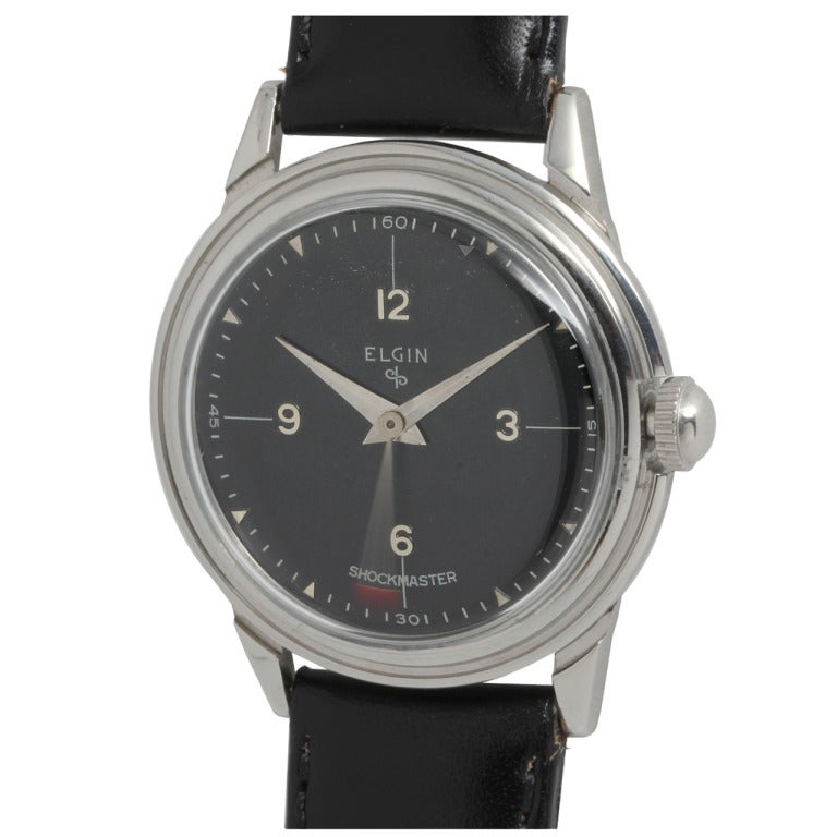 Elgin Stainless Steel Shockmaster Wristwatch circa 1950s at 1stDibs