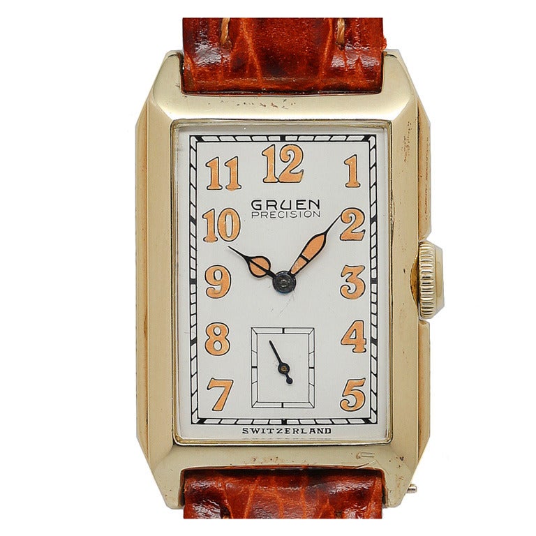Gruen Guild Yellow Gold Rectangular Wristwatch circa 1935 at 1stDibs