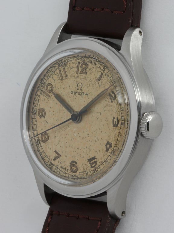 Omega Stainless Steel Military-Style Wristwatch circa 1940s at 1stDibs