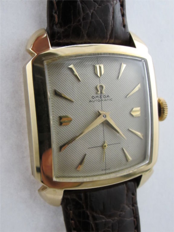 Omega 18k YG Oversized Square Case c. 1950s at 1stDibs