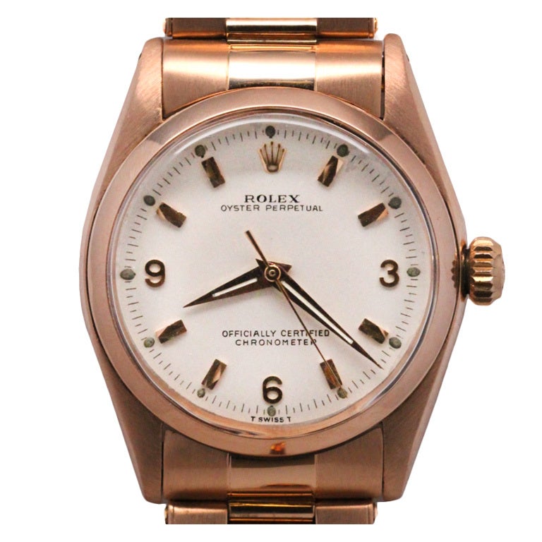 ROLEX Pink Gold Midsize Oyster Perpetual ref 6551 circa 1957 at 1stDibs ...