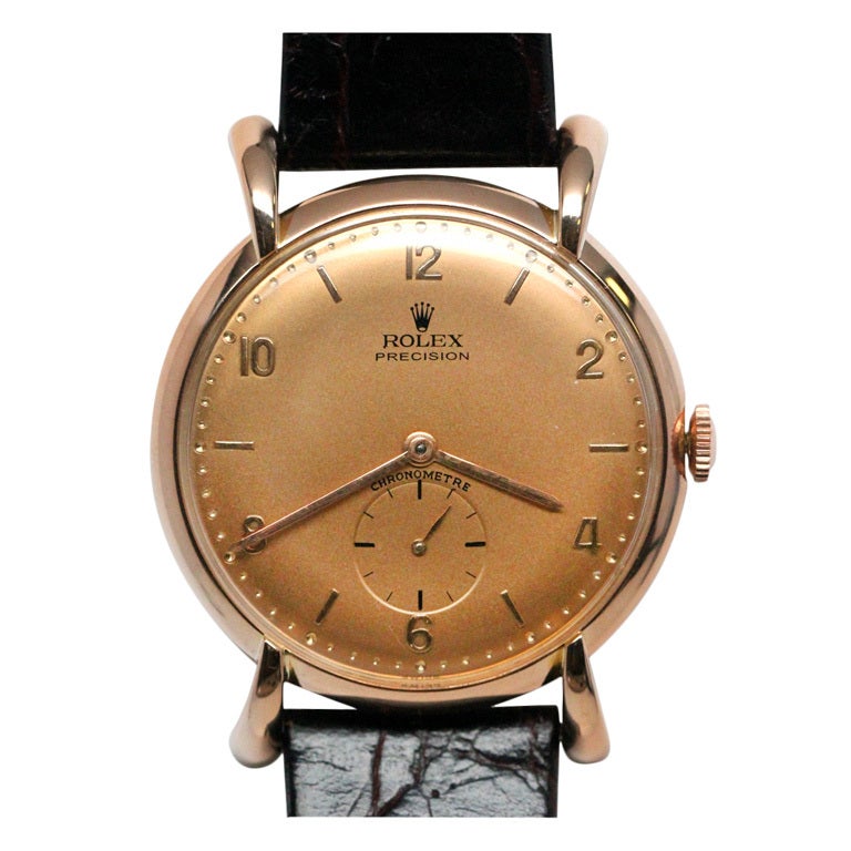 ROLEX Pink Gold Round Dress Model c1946 at 1stDibs