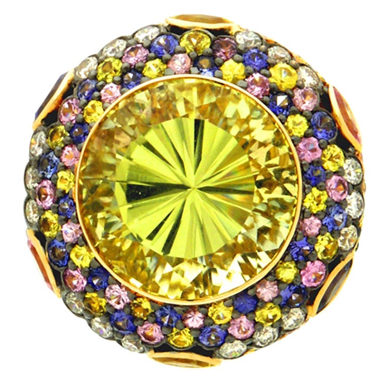 Amazing Gemstone Diamond Rose Gold Ring For Sale at 1stDibs