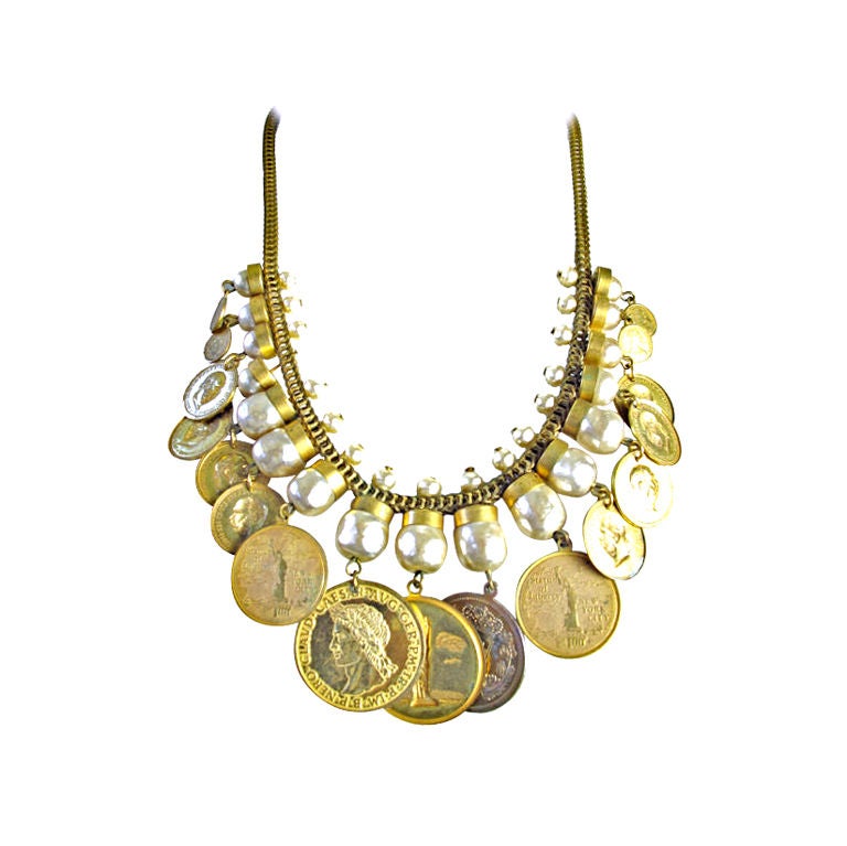 MIRIAM HASKELL COIN NECKLACE at 1stDibs