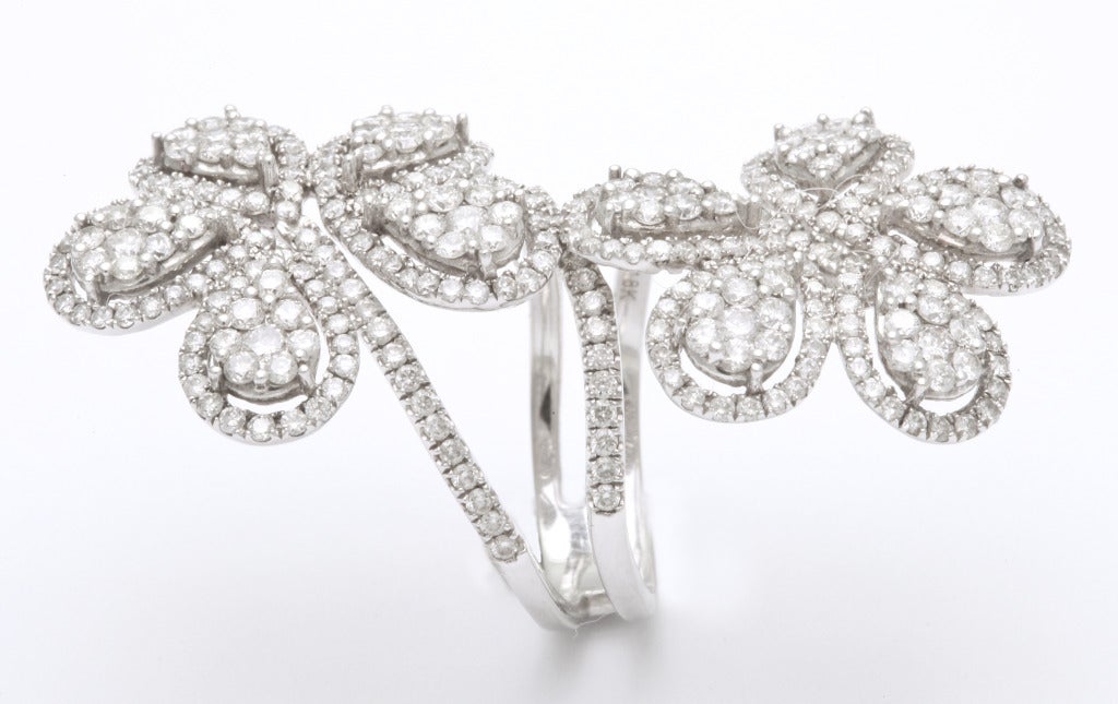 Diamond Double Flower Ring at 1stDibs