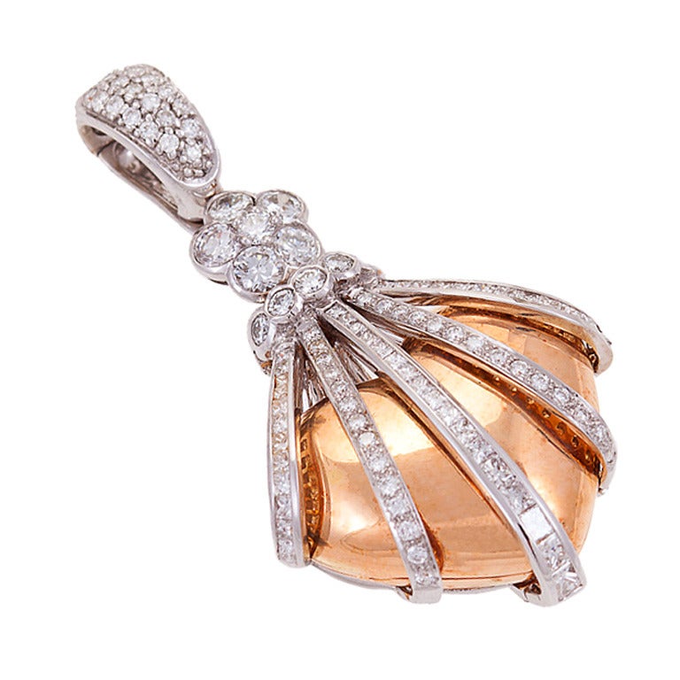 Diamond and Gold Cage Heart Locket For Sale at 1stDibs