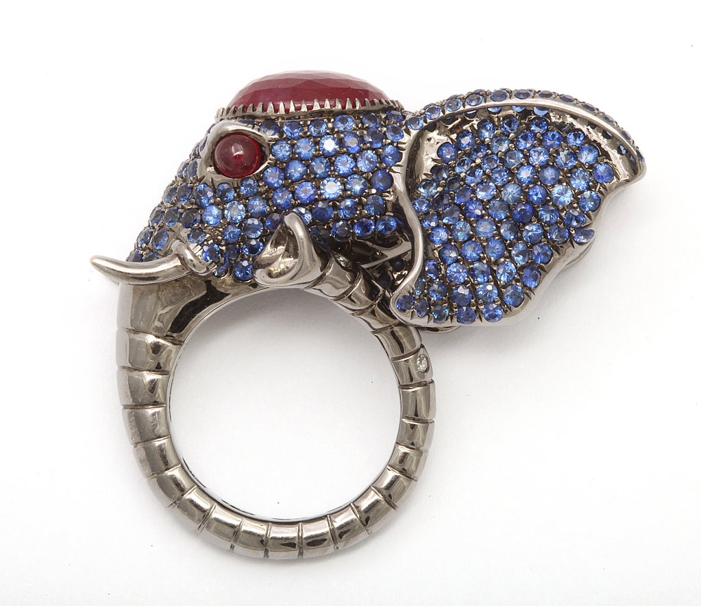 Gemstone Elephant Ring at 1stDibs