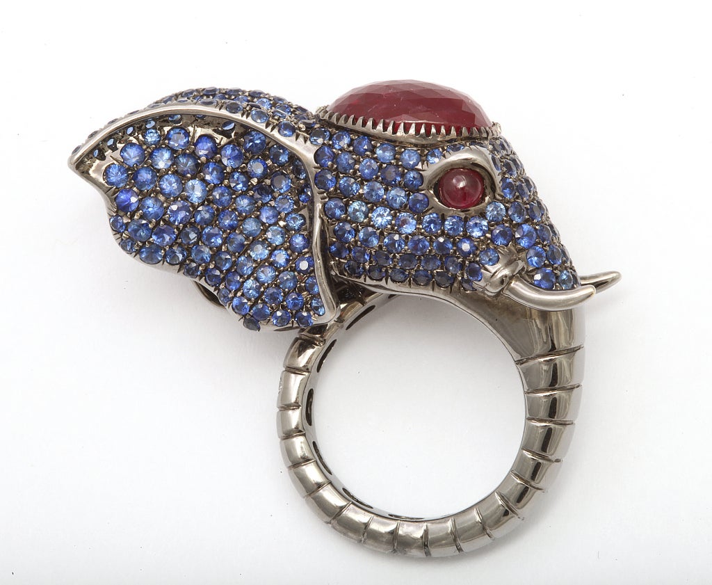 Gemstone Elephant Ring at 1stDibs