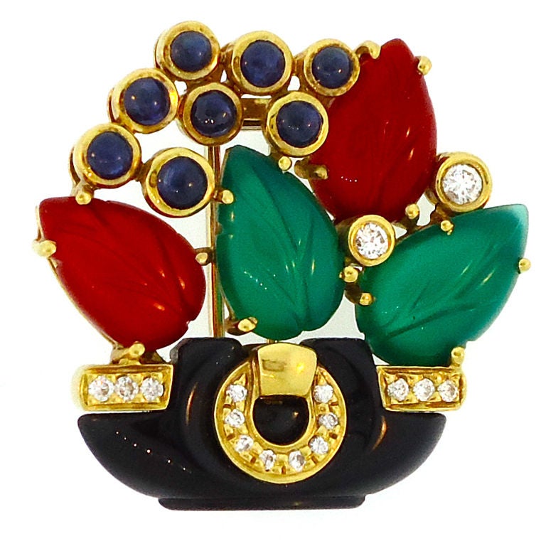 CARTIER Floral Pin For Sale at 1stDibs