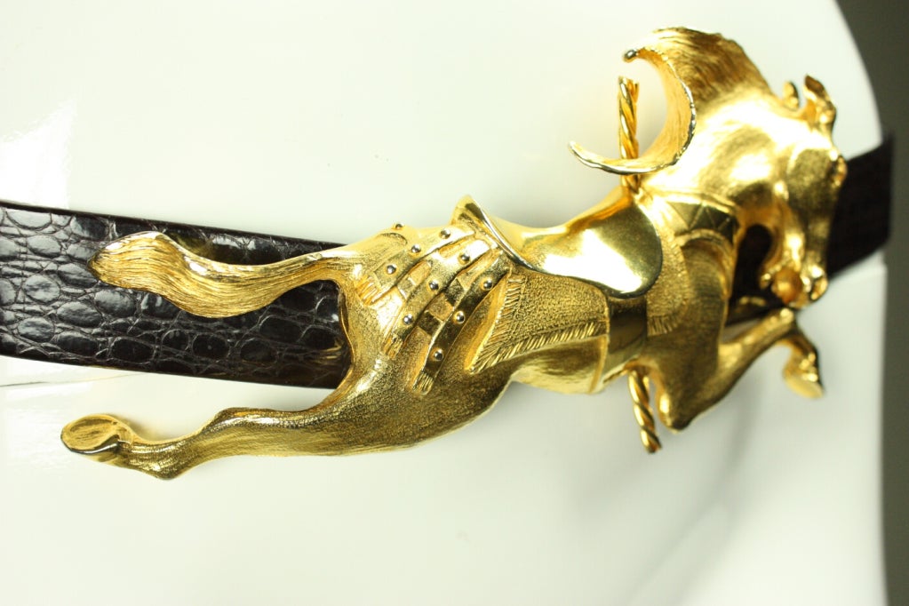 1989 Christopher Ross Horse Belt Buckle at 1stDibs
