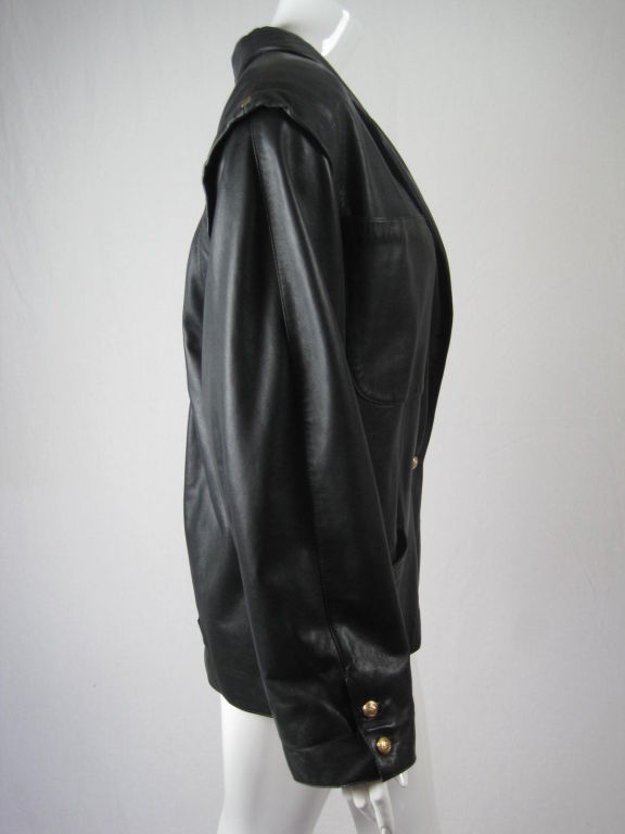 Complice Black Leather Jacket with Gold Hardware at 1stDibs