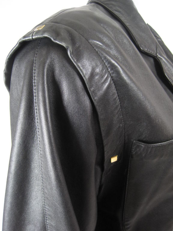 Complice Black Leather Jacket with Gold Hardware at 1stDibs