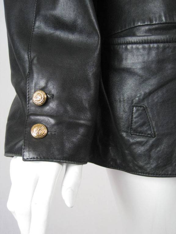 Complice Black Leather Jacket with Gold Hardware at 1stDibs