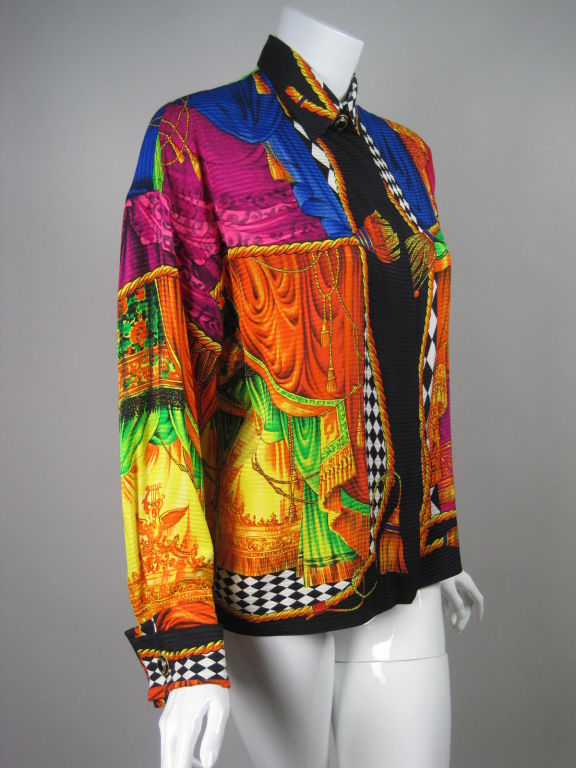 Versace Brightly Colored Silk Blouse at 1stDibs