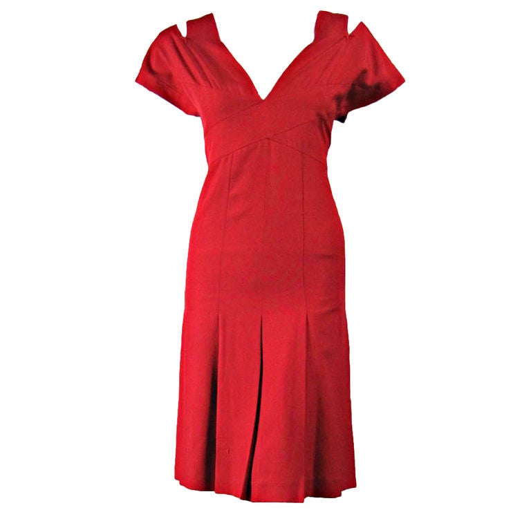 Chanel Boutique Red Silk Dress at 1stDibs