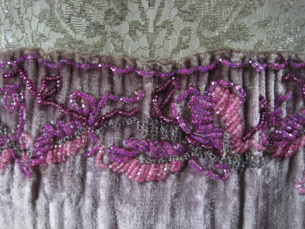 1920's Beaded Velvet and Metallic Lace Dress at 1stDibs