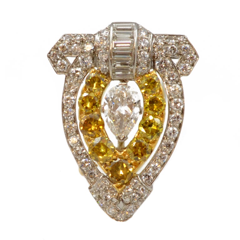 TIFFANY Yellow Diamond Dress Clip For Sale at 1stDibs